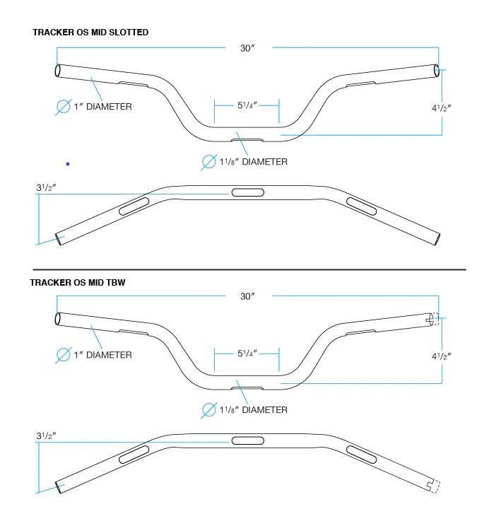 Biltwell Tracker Mid 1 1/8" Slotted Handlebars | JPCycles.com