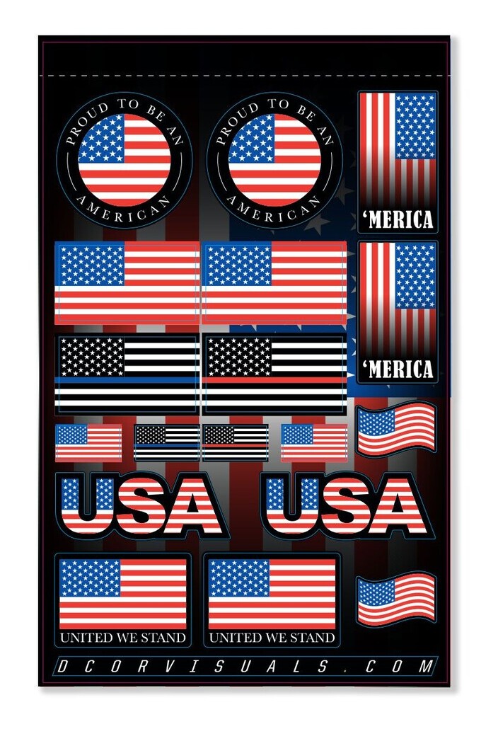 D'COR Visuals USA Sticker Sheet | JPCycles.com