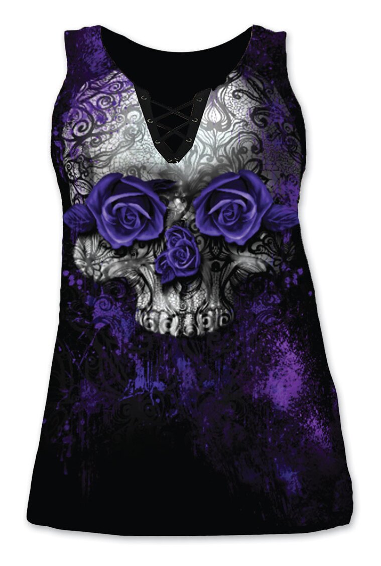 Lethal Angel Women's Rose Skull Curvy Tank Top | JPCycles.com