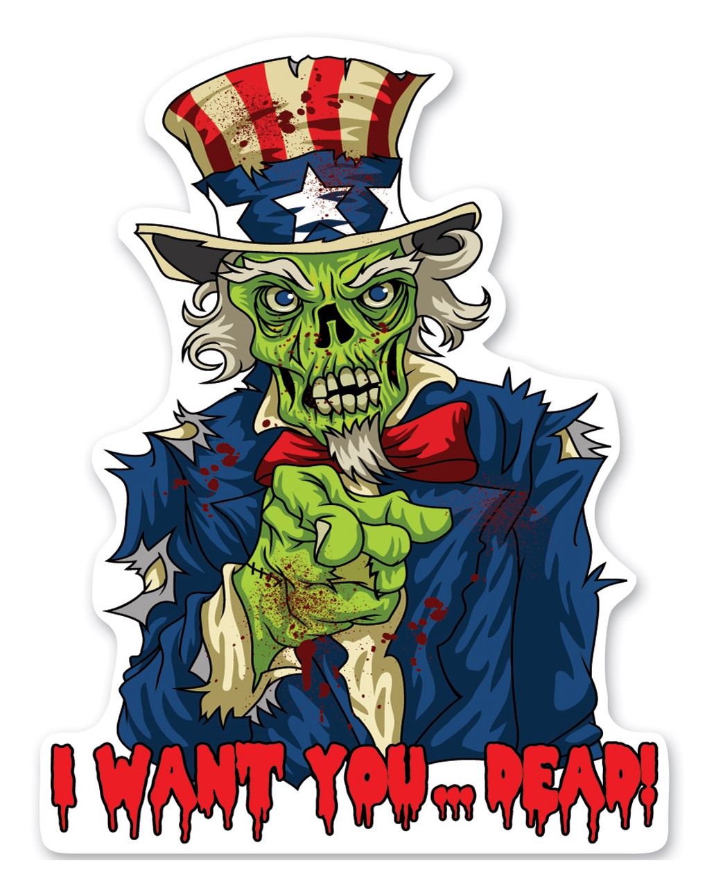 Lethal Threat Rude & Crude Zombie Uncle Sam Mini Decal | JPCycles.com