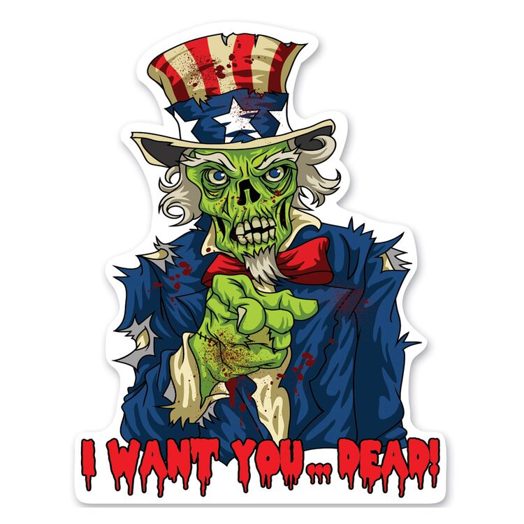 Lethal Threat Rude & Crude Zombie Uncle Sam Mini Decal | JPCycles.com