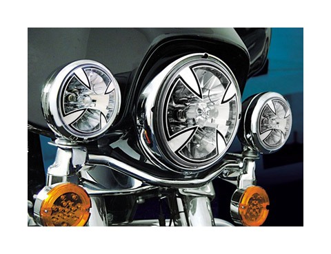 Adjure 7" Iron Cross Skull Headlight | JPCycles.com