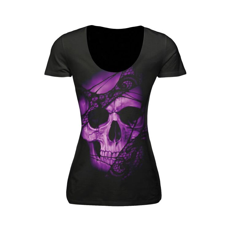 Lethal Angel Women's Lace Skull T-Shirt | JPCycles.com