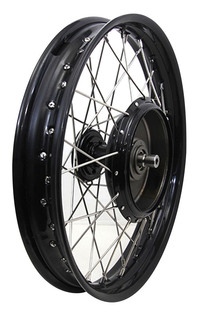 V-Twin Mfg. Replica 45 Black / Stainless Front Wheel For Harley WL 1937 ...