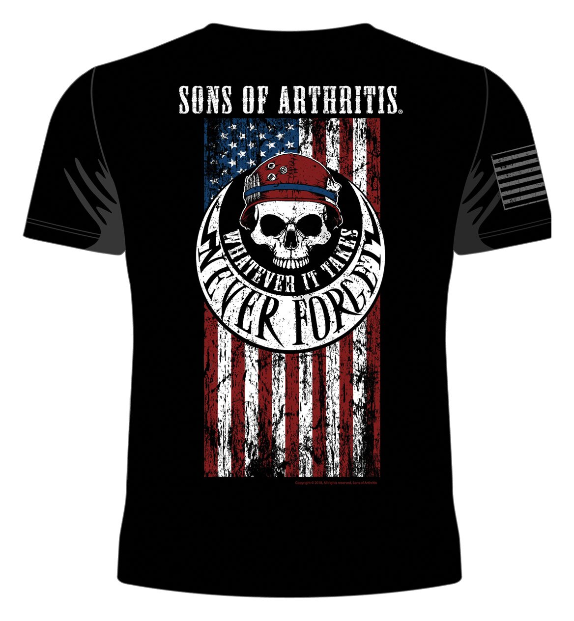 Sons Of Arthritis Never Forget Skull And Flag T-Shirt | JPCycles.com