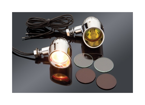 V-Twin Mfg. Grooved Bullet Lights With Turnable Visors | JPCycles.com