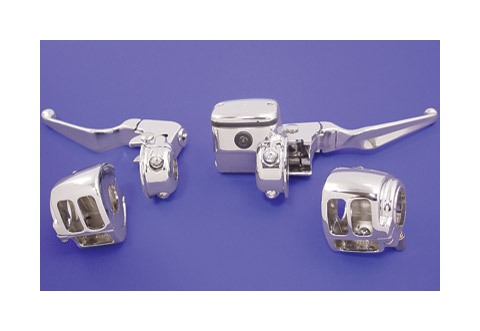 V-Twin Mfg. Chrome 11/16" Handlebar Control Kit For Harley Dual Disc ...