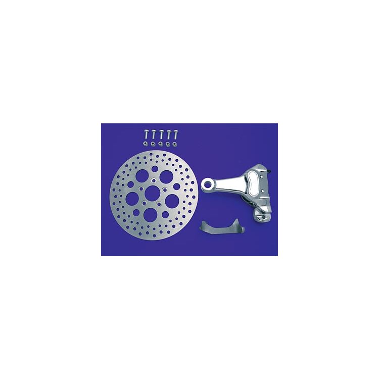 V-Twin Mfg. 11-1/2" Chrome Rear Brake Caliper & Rotor Kit For Rigid ...