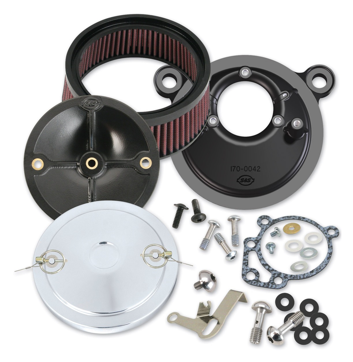 S&S Cycle Stealth Air Cleaner Kits With Chrome Muscle Cover For Super E ...