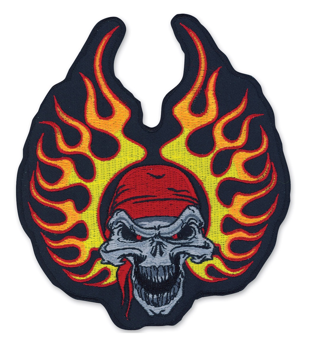 Lethal Threat Flame Helmet Skull Embroidered Patch | JPCycles.com