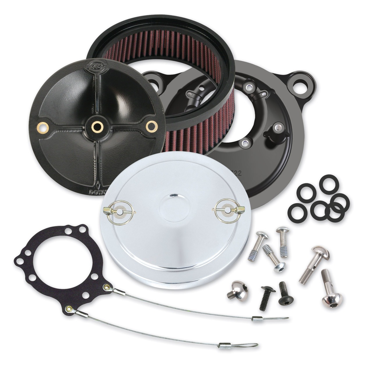 S&S Cycle Stealth Air Cleaner Kits With Chrome Muscle Cover For Stock ...