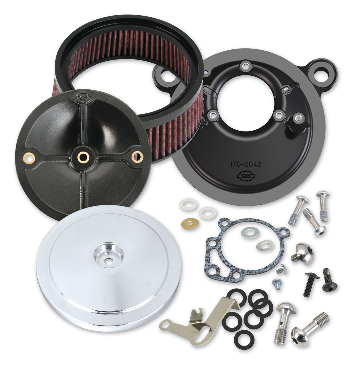 S&S Cycle Stealth Air Cleaner Kit With Chrome Bobber Domed Cover For ...