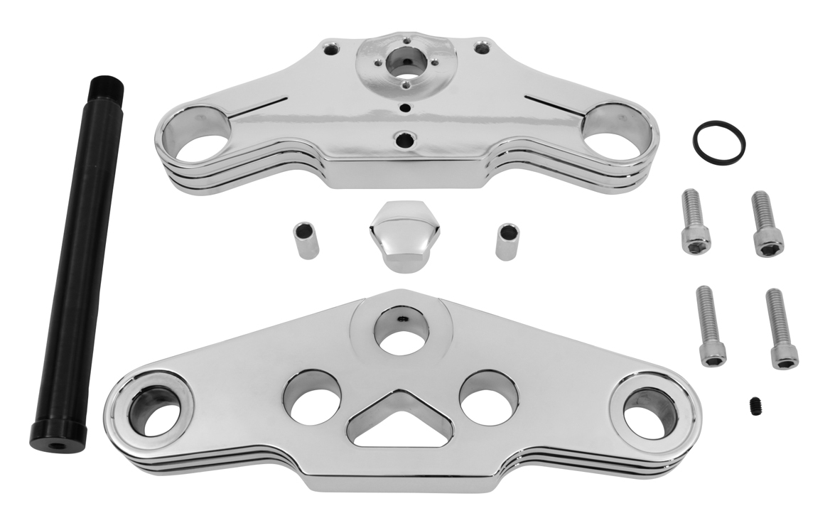 V-Twin Mfg. 41mm Raked Triple Tree Set For Harley FL / FX | JPCycles.com