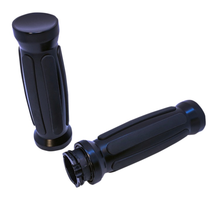 Pro-One Billet Straight Rubber Grips For Harley With Dual Cable ...