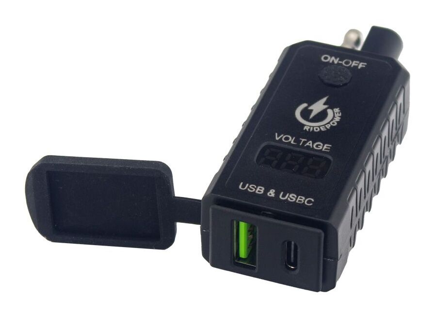 RidePower SAE To USB / USB-C Outlet With Voltage Display | JPCycles.com