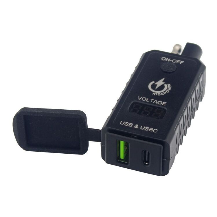 RidePower SAE To USB / USB-C Outlet With Voltage Display | JPCycles.com