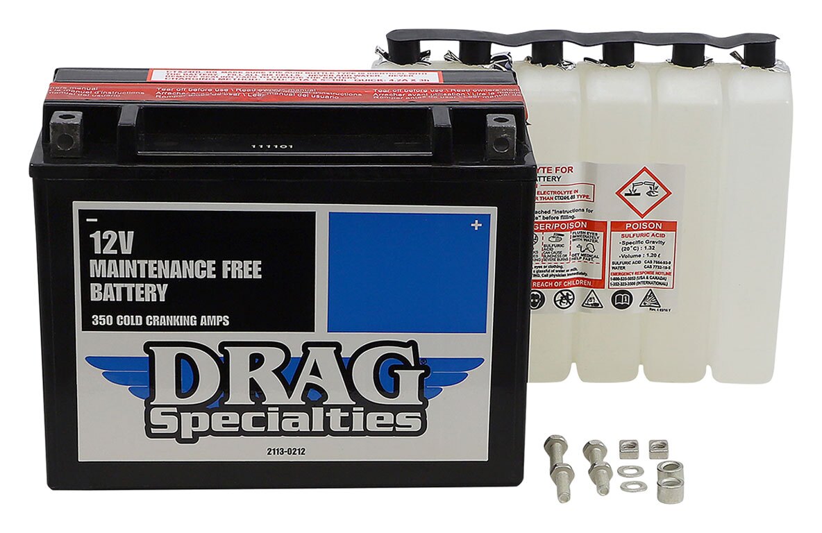 Drag Specialties YTX24HLBS Maintenance-Free AGM Battery For Harley ...