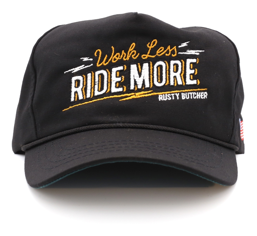 Rusty Butcher Work Less Ride More Unisex Snapback Hat | JPCycles.com