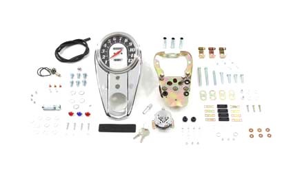 V-Twin Mfg. 3 Light Dash Panel Kit With 2240:60 Ratio Speedometer For ...